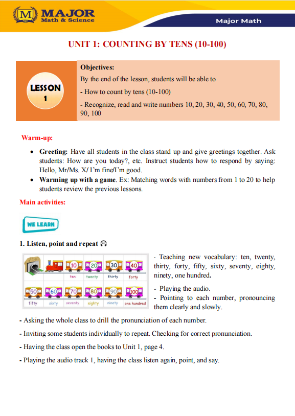 Teacher's Book - Major Math Grade 1